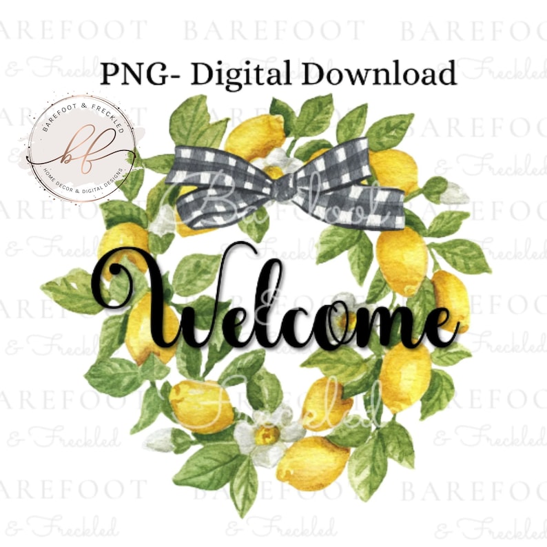 Welcome With Lemons PNG, Lemon Sublimation PNG, Welcome Printable Image ...