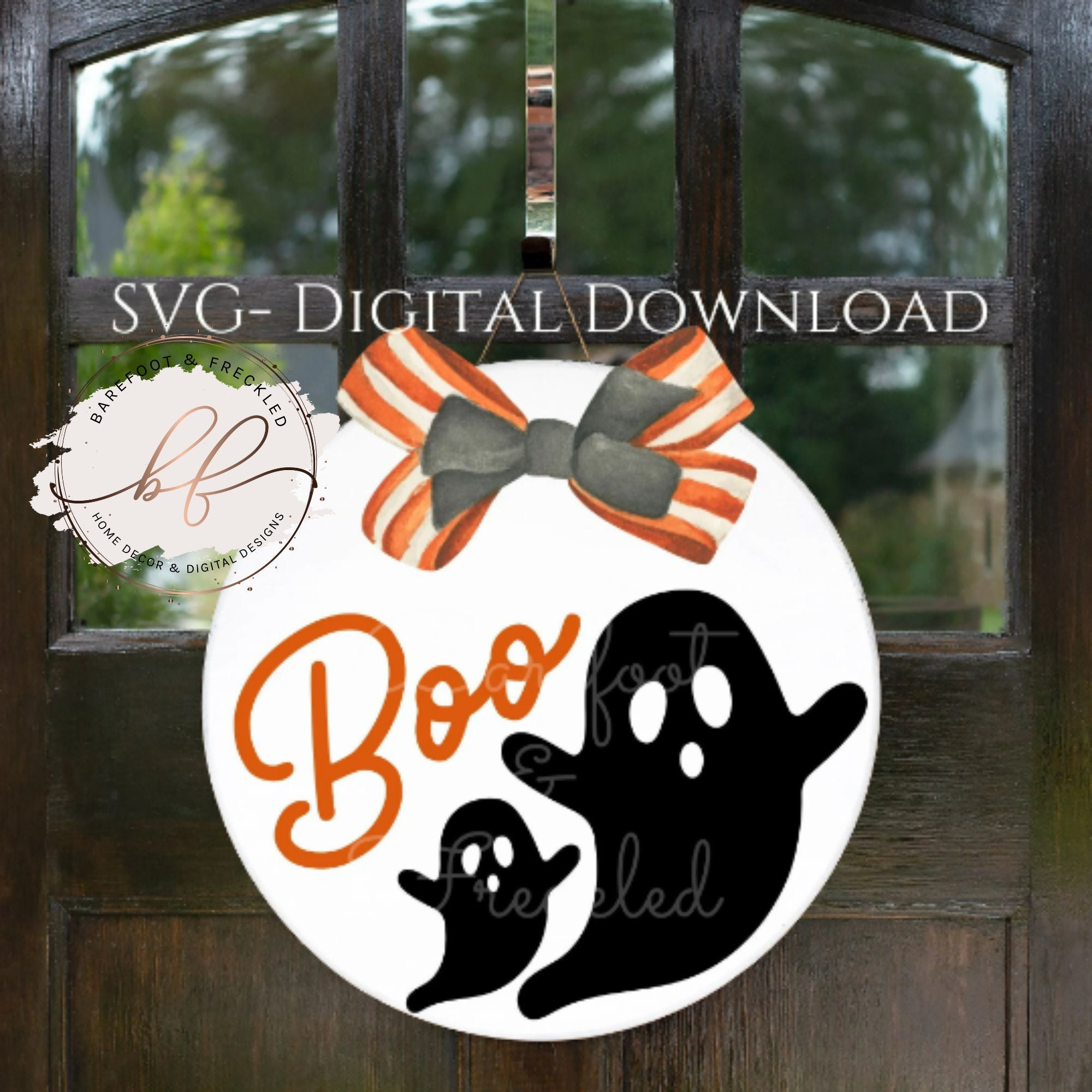 SVG Boo With Ghosts Halloween Door Hanger SVG - Etsy