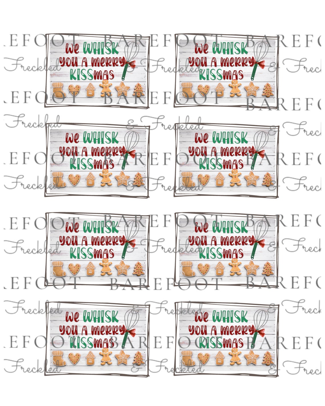PDF Printable- We Whisk You A Merry Kissmas Gift Tags, Whisk Kissmas ...