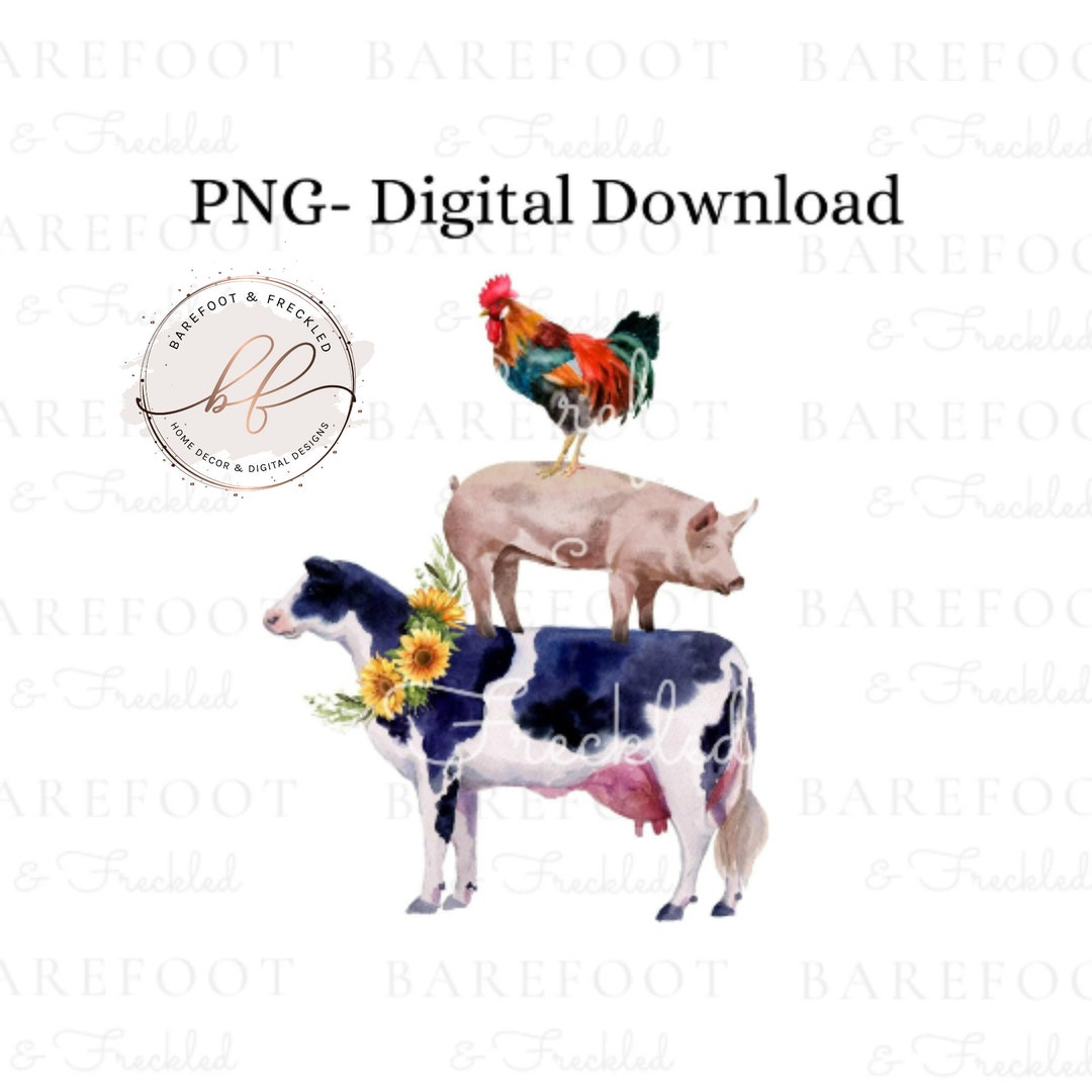 Stack of Farm Animals PNG, Cow Pig Rooster Image/png for Sublimation - Etsy