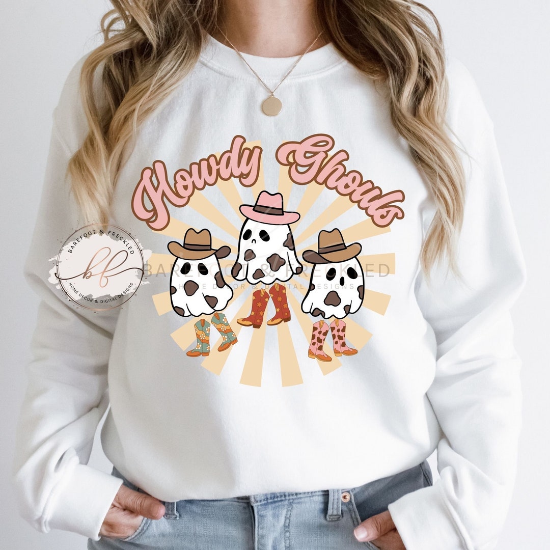 Howdy Ghouls Design, Cowboy Ghost, Western Halloween, Howday, Ghosts ...