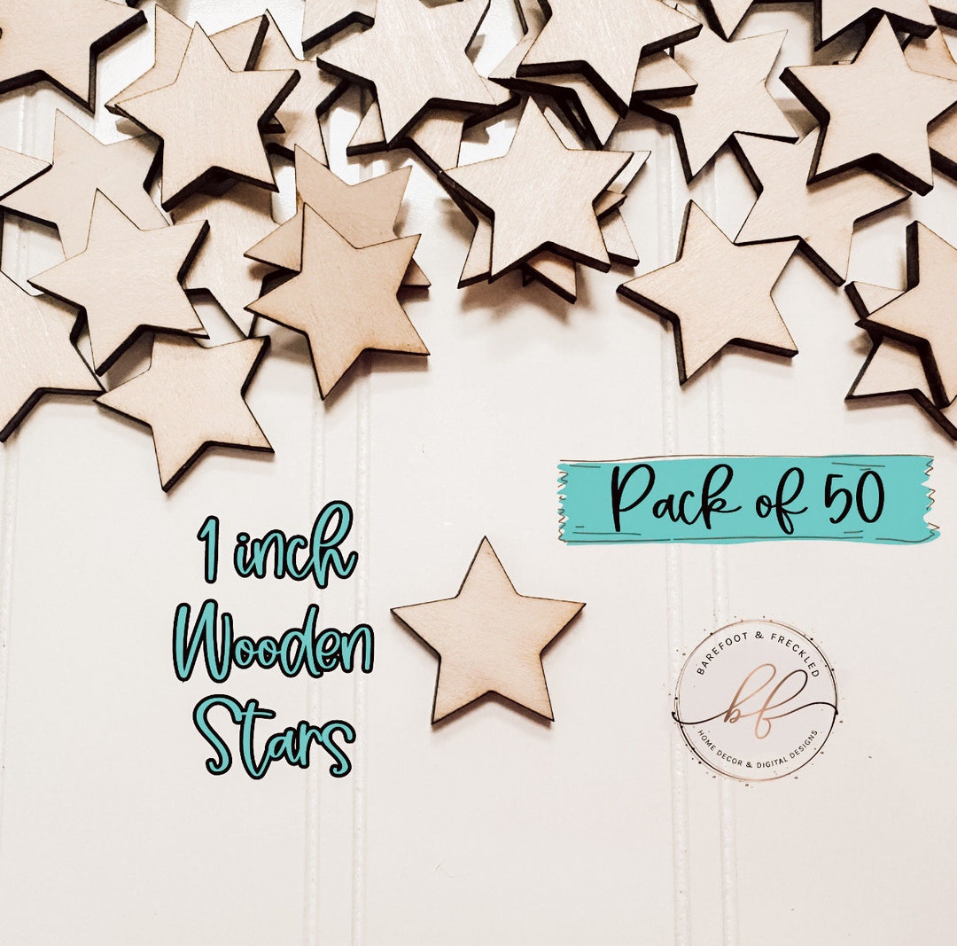1 Inch Wood Stars, Wood Cut Outs, Wood Craft, Mini Stars, 4th of July ...