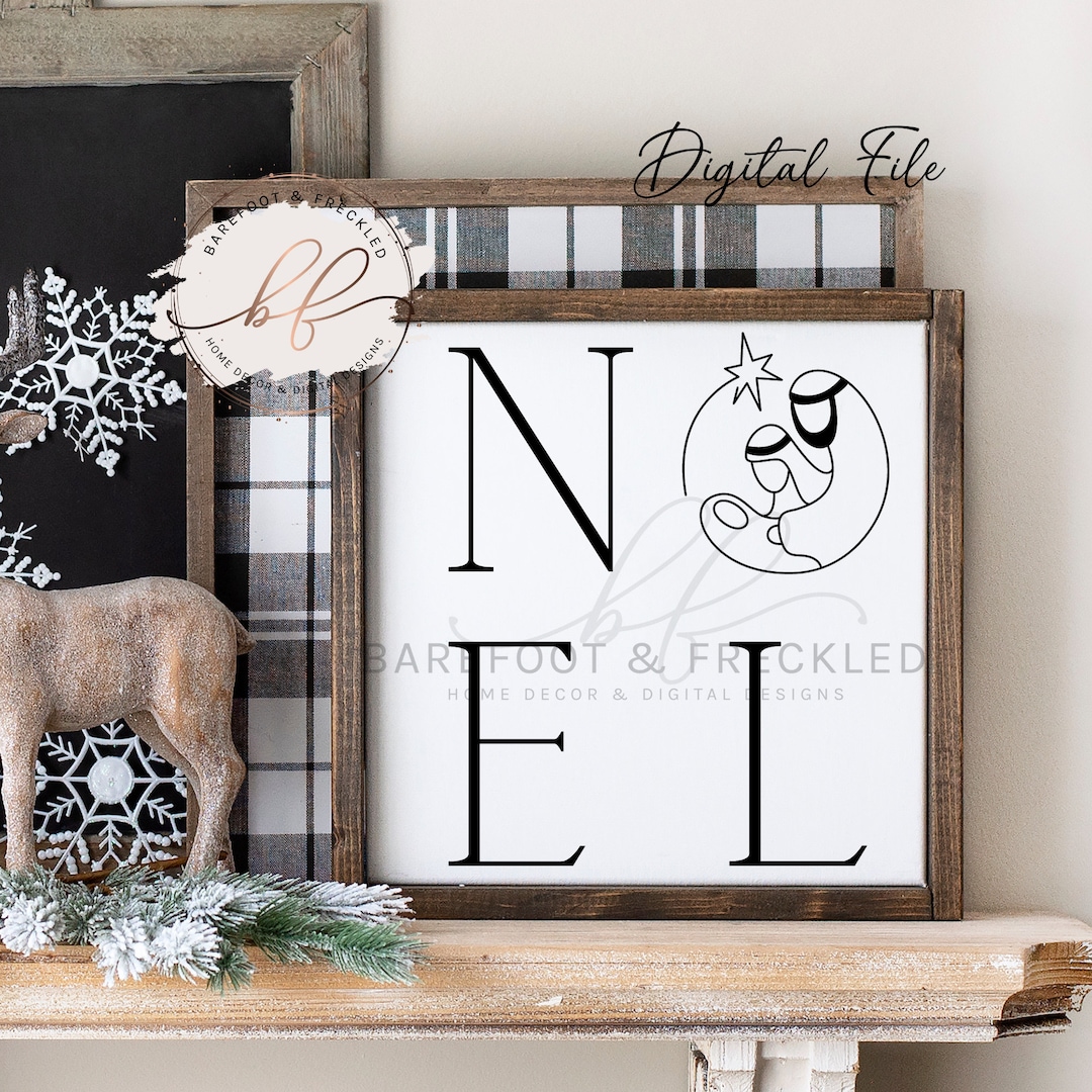 SVG/PNG- Noel With Mary Joseph and Jesus as the O, Christian Christmas ...