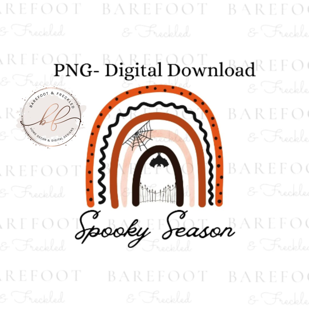 Spooky Season Halloween Themed Rainbow PNG Sublimation Design for ...