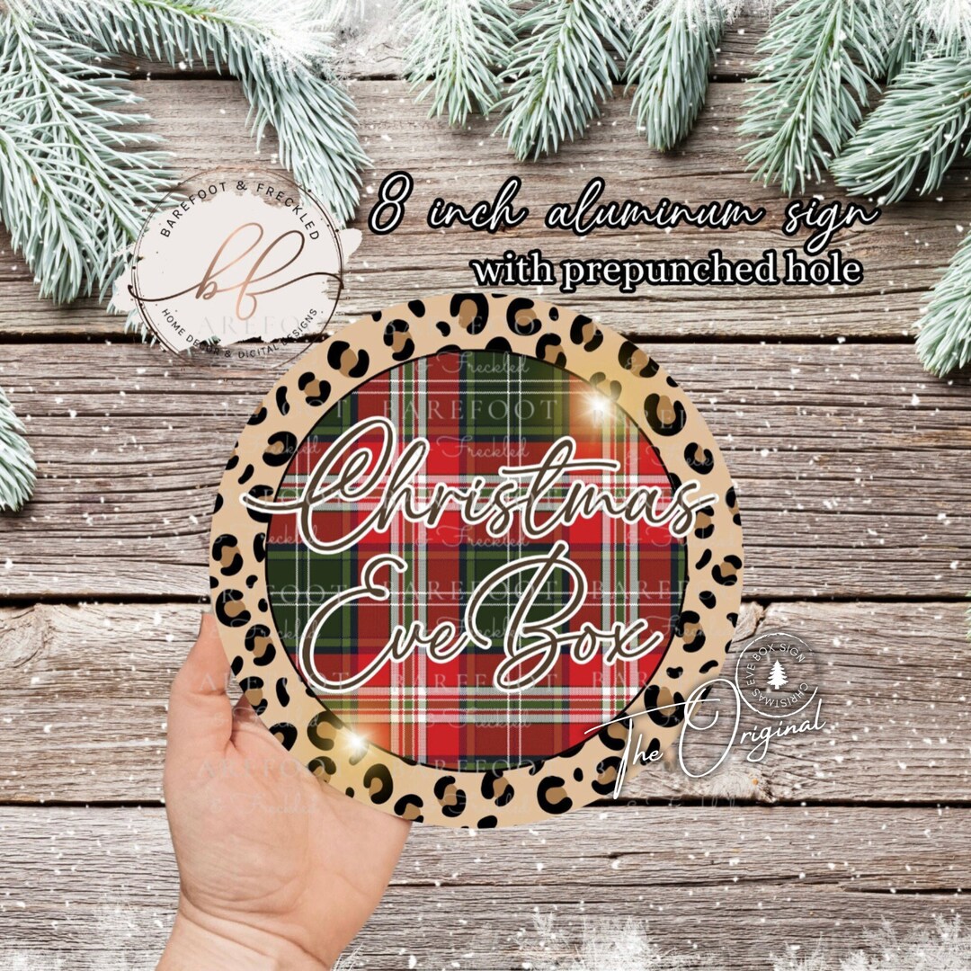 The Original Christmas Eve Gift Box Sign, 8 Inch Circle Aluminum Sign ...