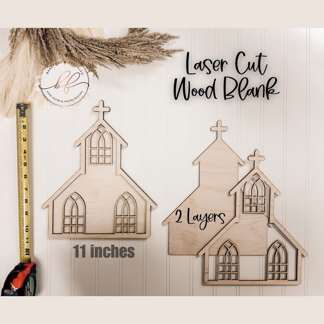 Laser Cut 11 Inch Wooden Church Blank, Chapel, Craft Wood Blank, Church ...