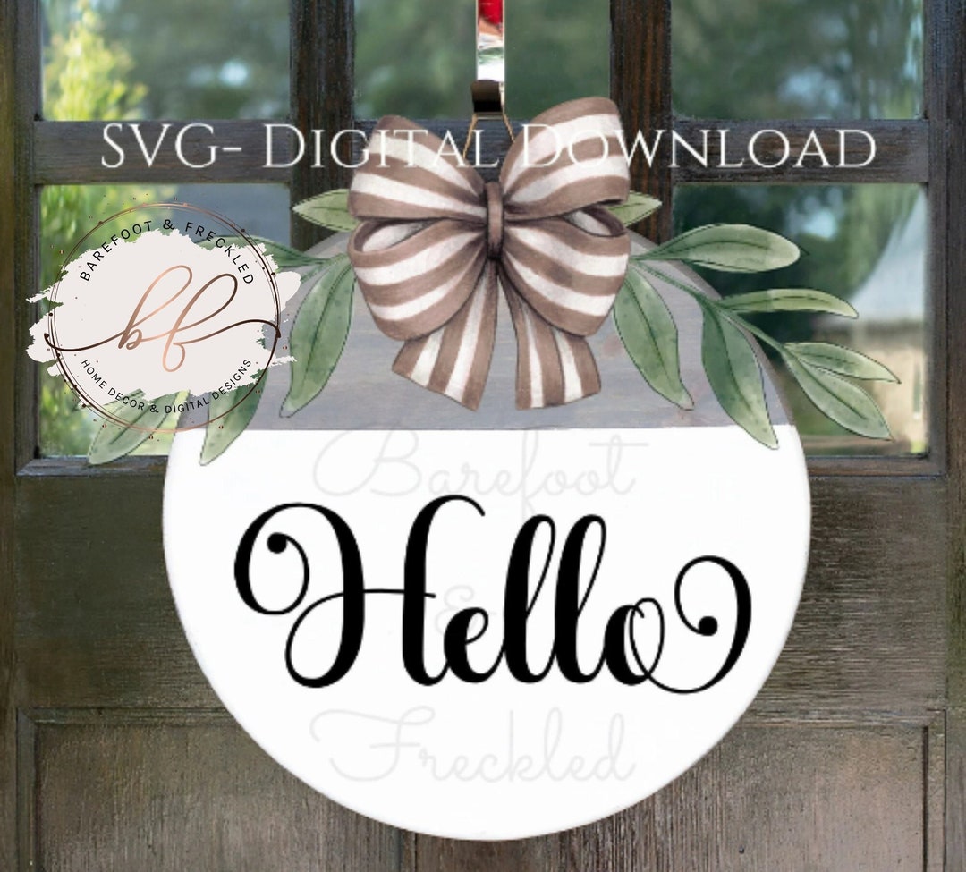 Hello Door Hanger SVG, Welcome Front Door Sign (digital Download) - Etsy