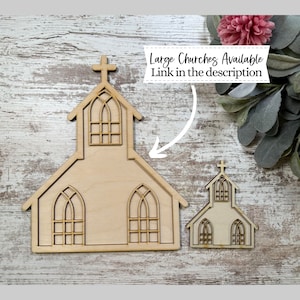 Wooden Laser Cut 5 Inch Church, Wood Craft Blank, Chapel Wood Blank ...
