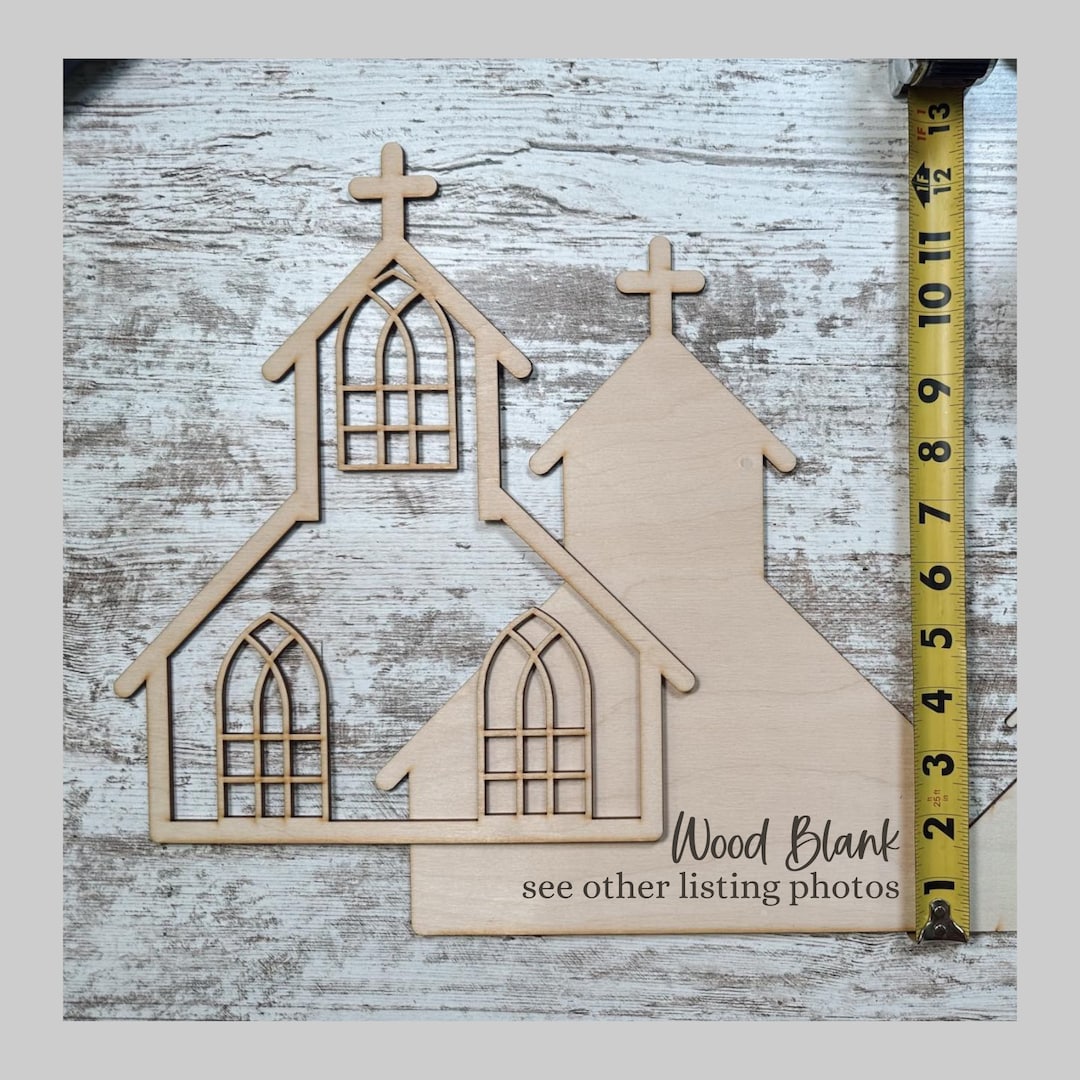 Laser Cut 11 Inch Wooden Church Blank, Chapel, Craft Wood Blank, Church ...