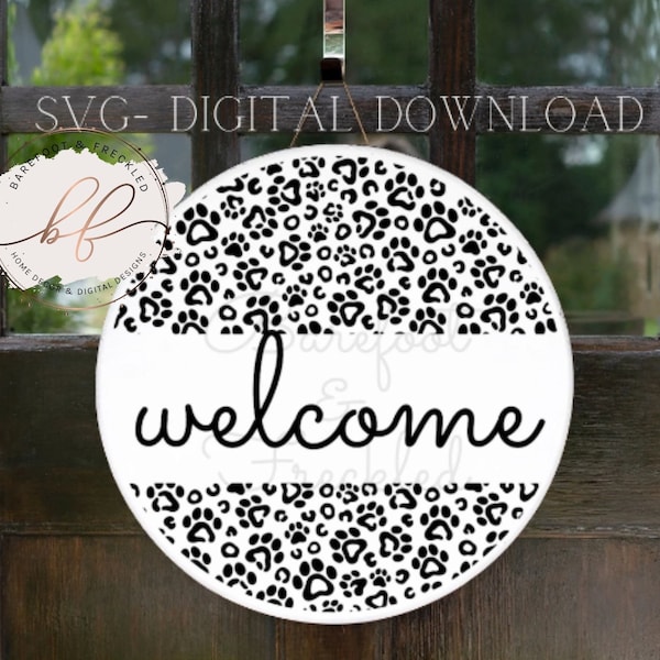 Welcome With Paw Print Svg - Etsy