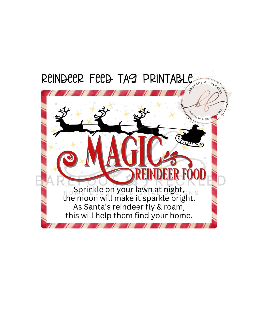 PDF PRINTABLE- Magic Reindeer Food Tag, Christmas Eve Reindeer Food ...