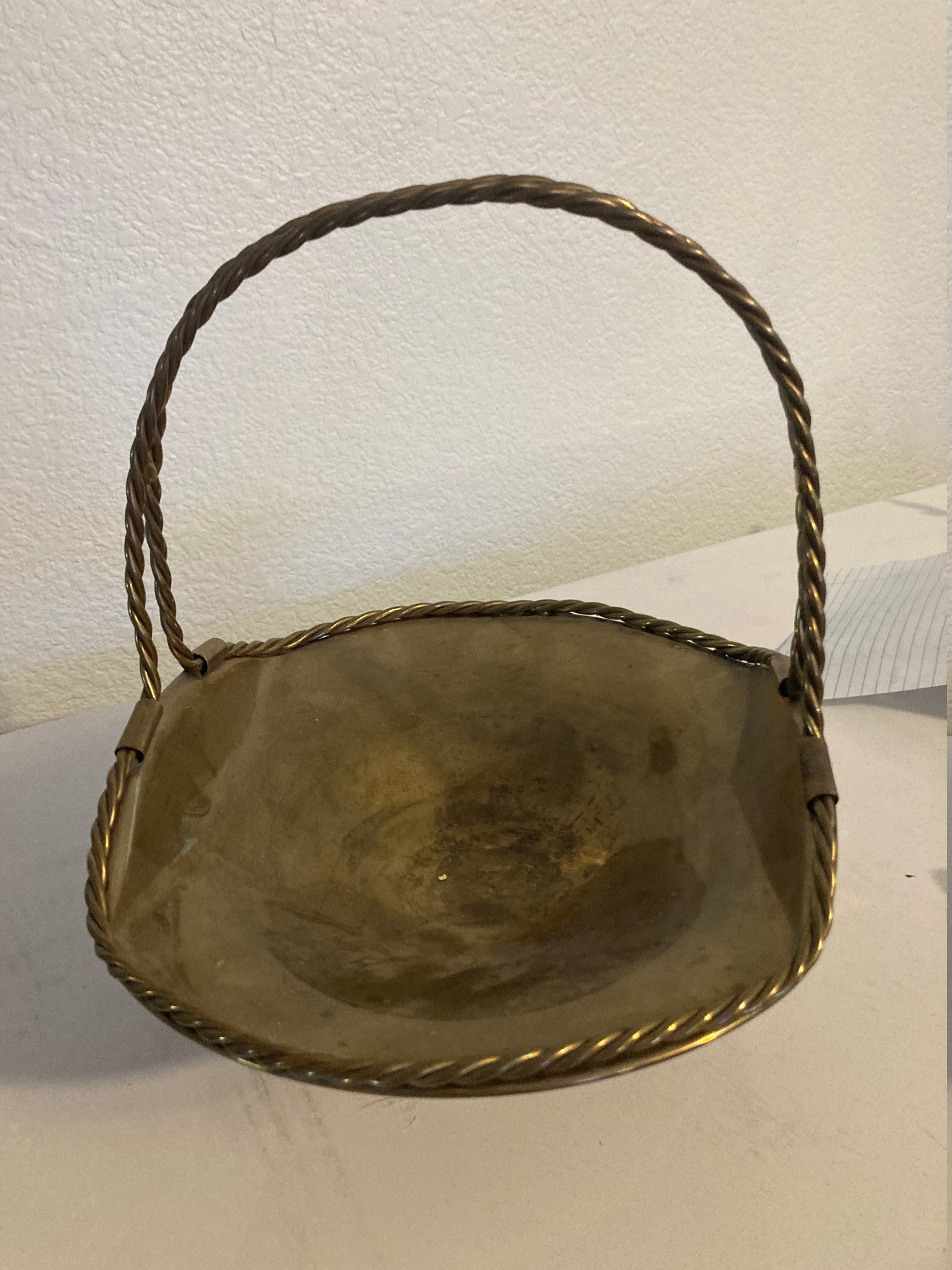 Vintage Solid Brass Basket With Braided Handle - Etsy