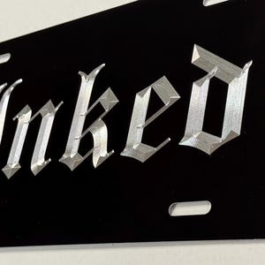 Inked Tattoo License Plate Vanity Front Car Tag Diamond Etched Engraved ...