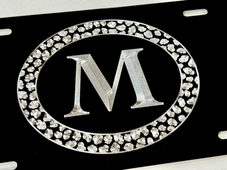 Custom Leopard Monogram License Plate Car Tag Diamond Etched Engraved ...
