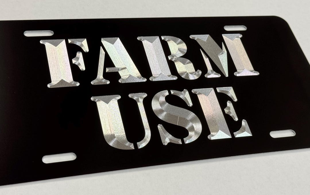 Engraved Farm Use License Plate Vanity Front Car Tag Diamond Etched on ...