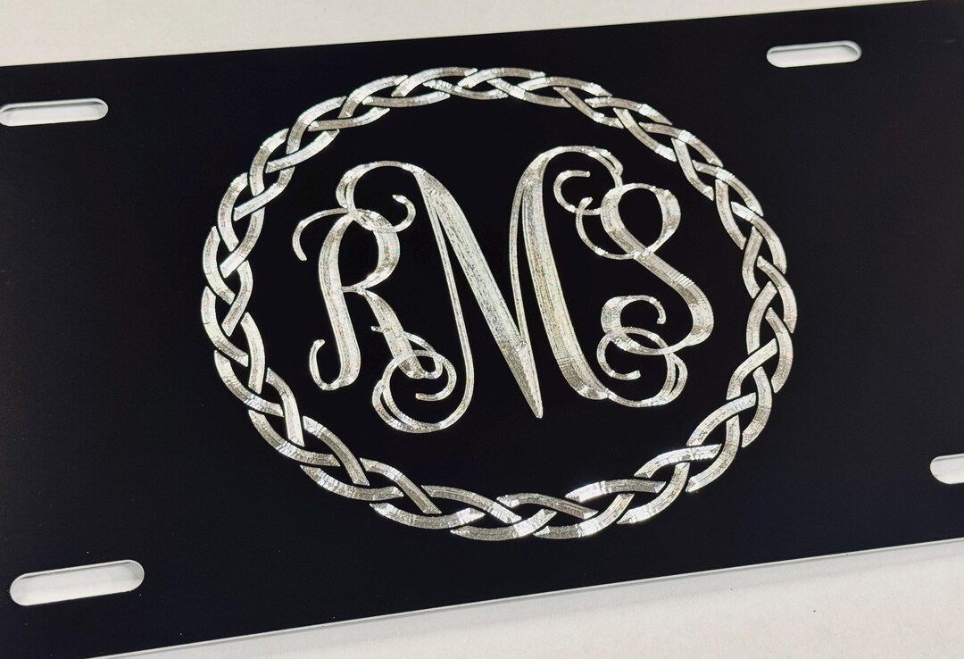 Custom Celtic Frame Monogram License Plate Car Tag Diamond Etched ...