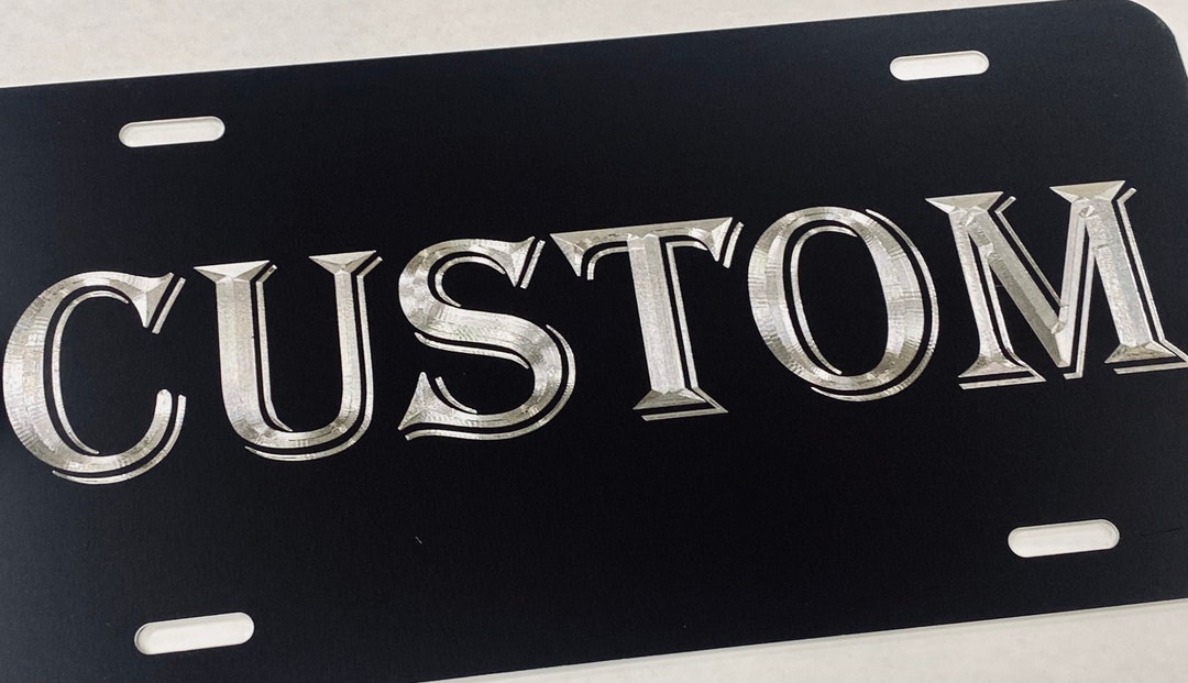 Custom Your Name or Text License Plate MATTE Black Car Tag Diamond ...
