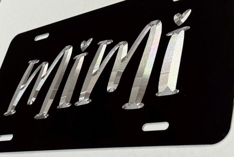 Engraved Mimi License Plate Front Vanity Car Tag Diamond Etched on ...