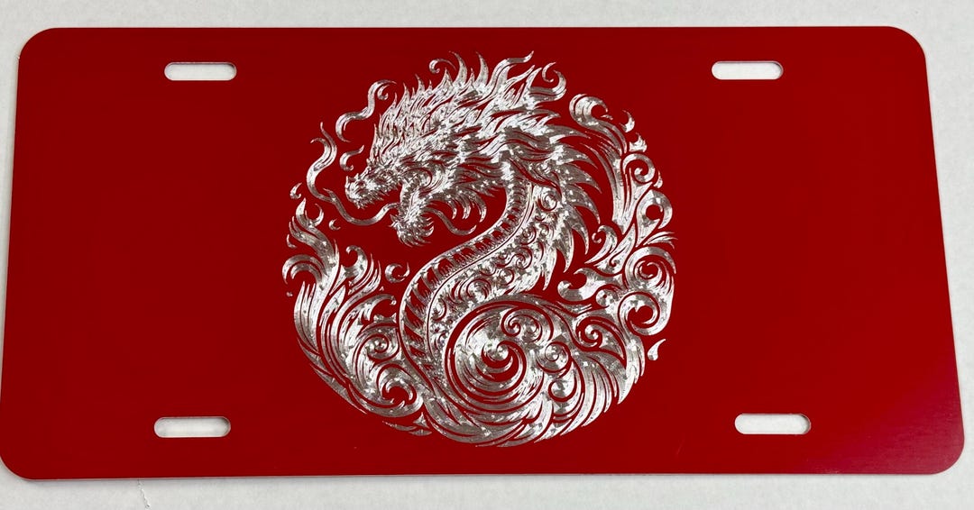 Tribal Dragon License Plate Vanity Front Car Tag Diamond Etched ...