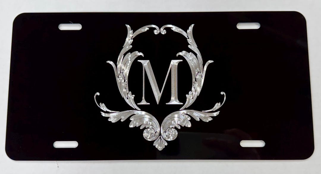 Monogram Filigree License Plate Car Tag Custom Personalized Diamond ...
