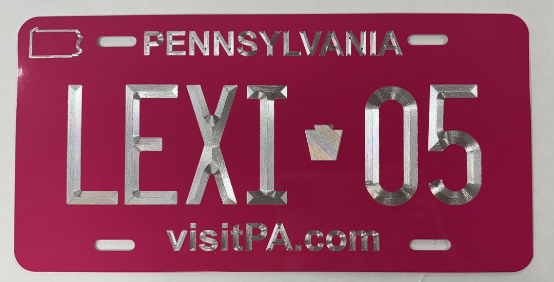 PINK Pennsylvania PA State License Plate Front Car Tag Custom Diamond ...