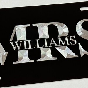 Custom Mrs. License Plate Vanity Front Car Tag Diamond Etched Engraved ...