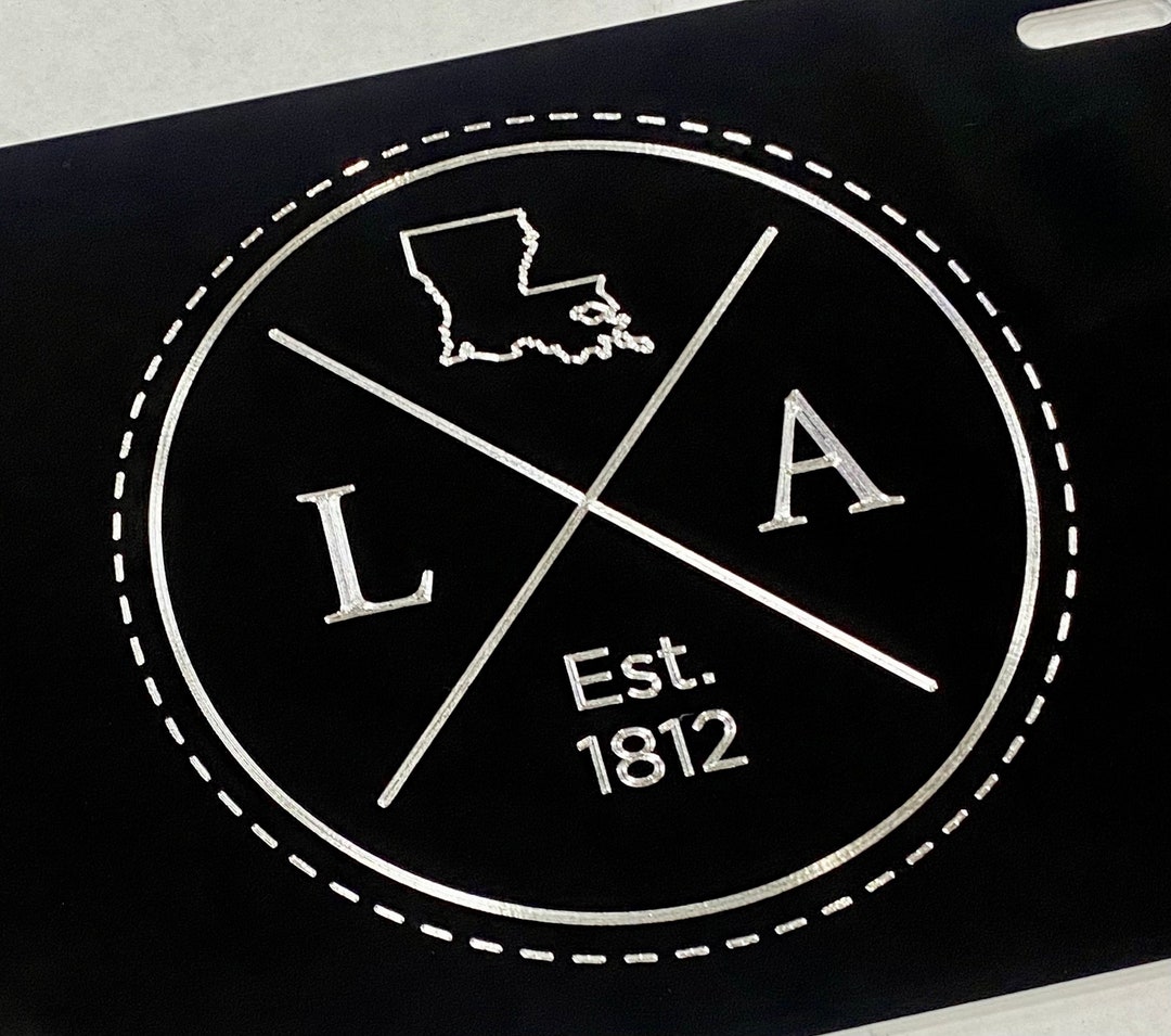 Engraved Louisiana LA State New Flag Diamond Etched License Plate ...