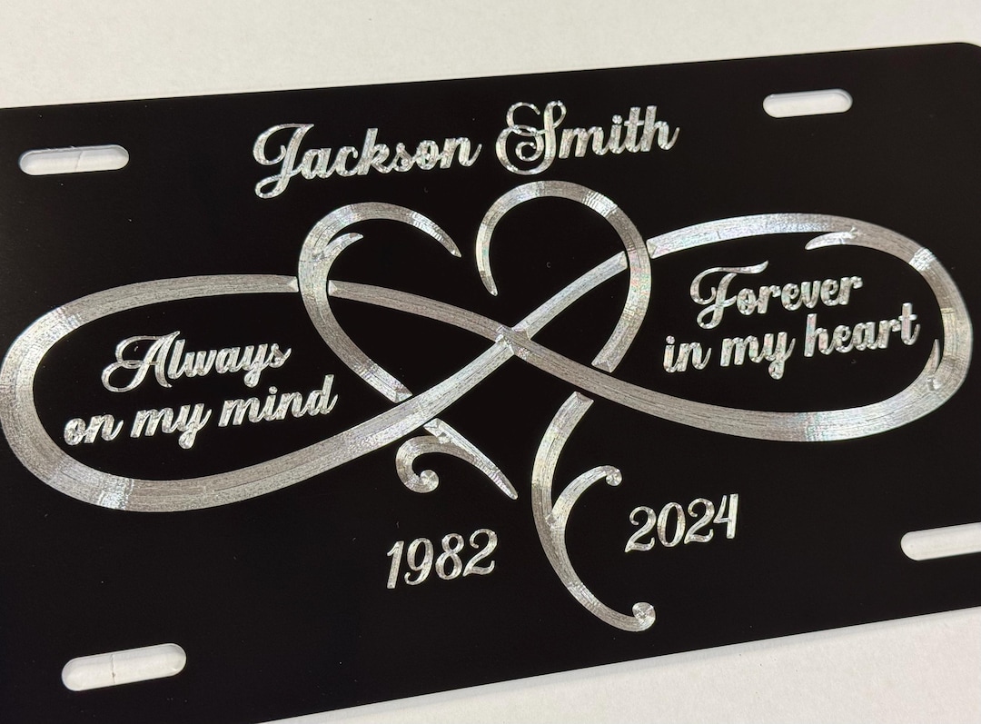 Custom in Memory License Plate Car Tag Memorial Diamond Etched Engraved ...