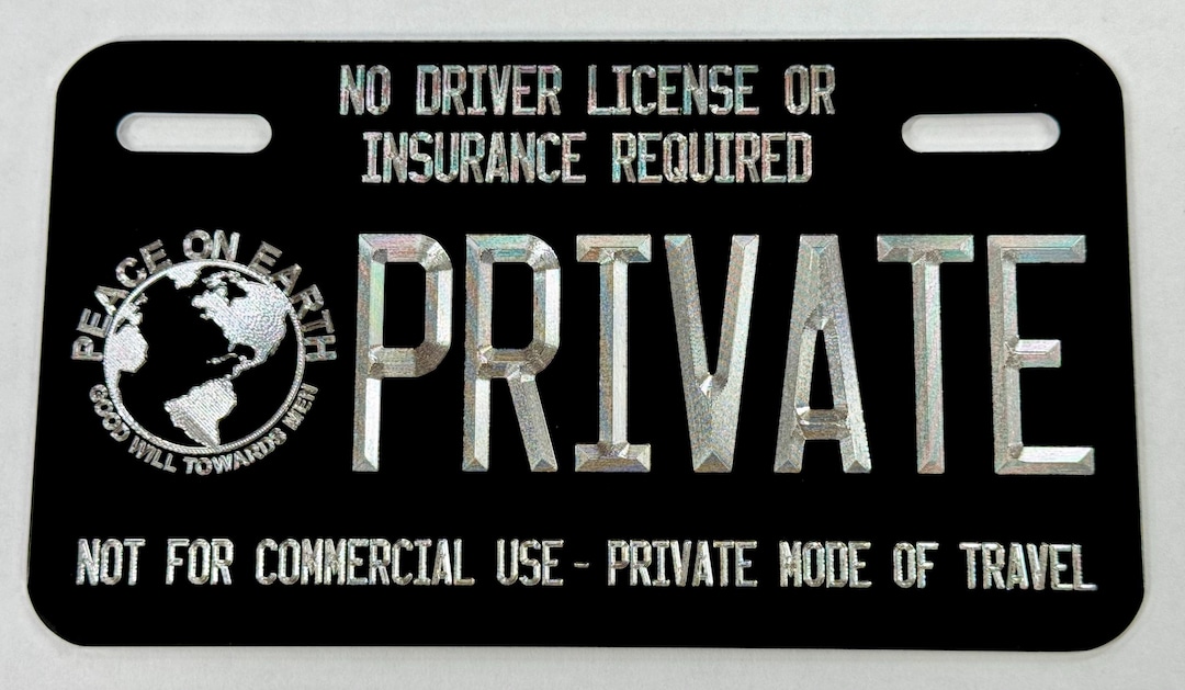 PRIVATE No Insurance Required Motorcycle Moped 7x4 License Plate Tag ...