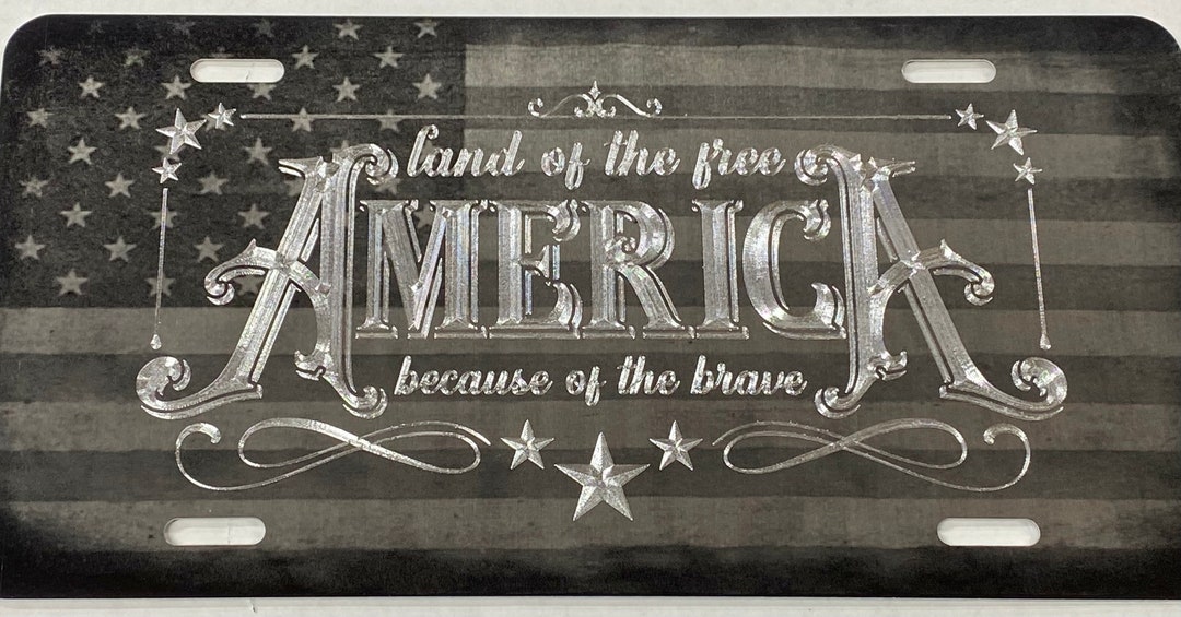 Laser Engraved US Flag and Diamond Etched America Land of the Free ...
