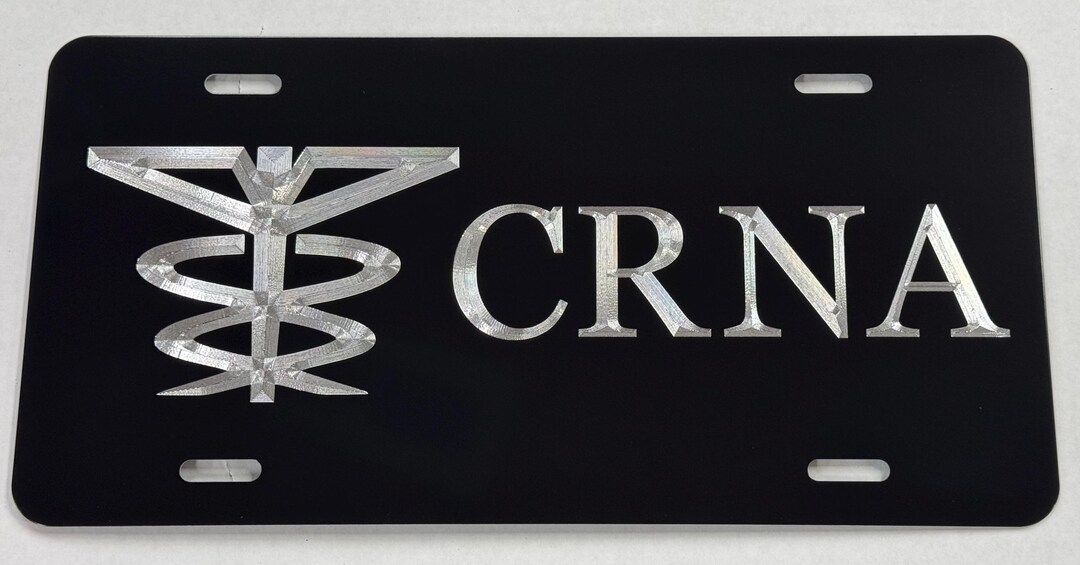 CRNA Nurse Anesthetist License Plate Car Tag Silver Diamond Etched ...