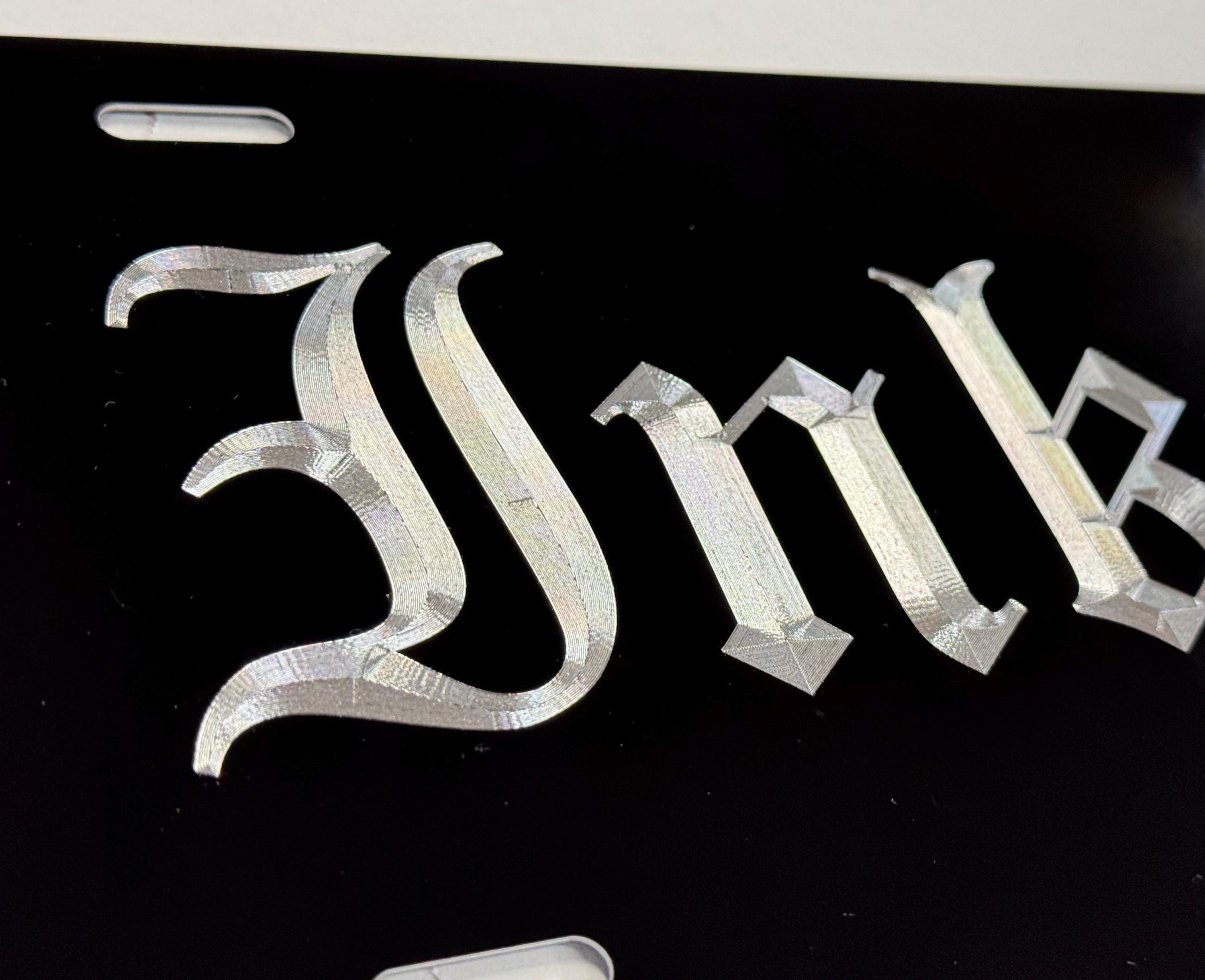 Inked Tattoo License Plate Vanity Front Car Tag Diamond Etched Engraved ...