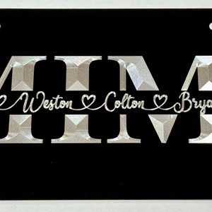 Custom MIMI With Names License Plate Car Tag Diamond Etched Engraved ...