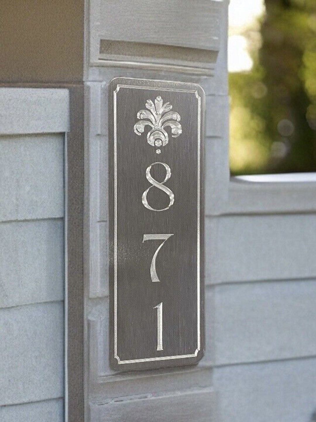 Silver on Silver Engraved Custom Personalized Your House Number Street ...