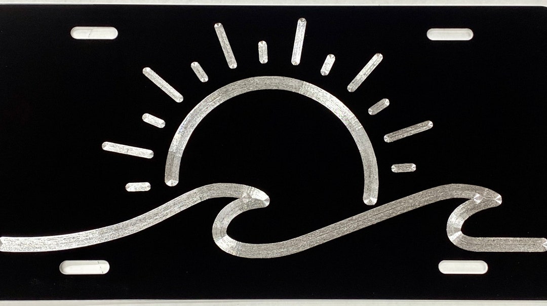 Sun Ocean Wave License Plate Vanity Front Car Tag Diamond Etched on ...