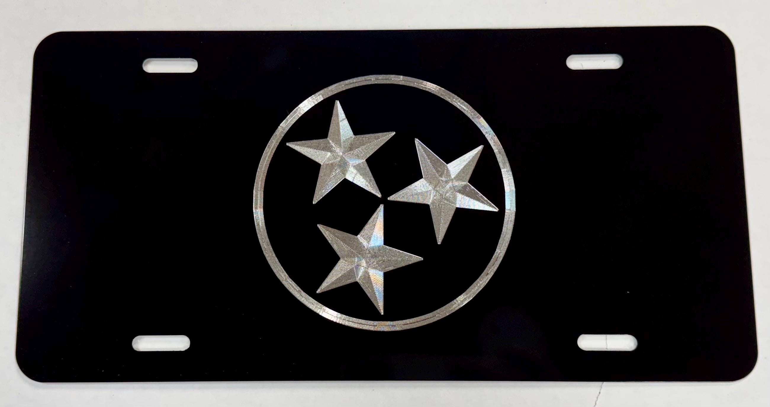 Tennessee TN State Star Flag License Plate Car Tag Diamond Etched ...