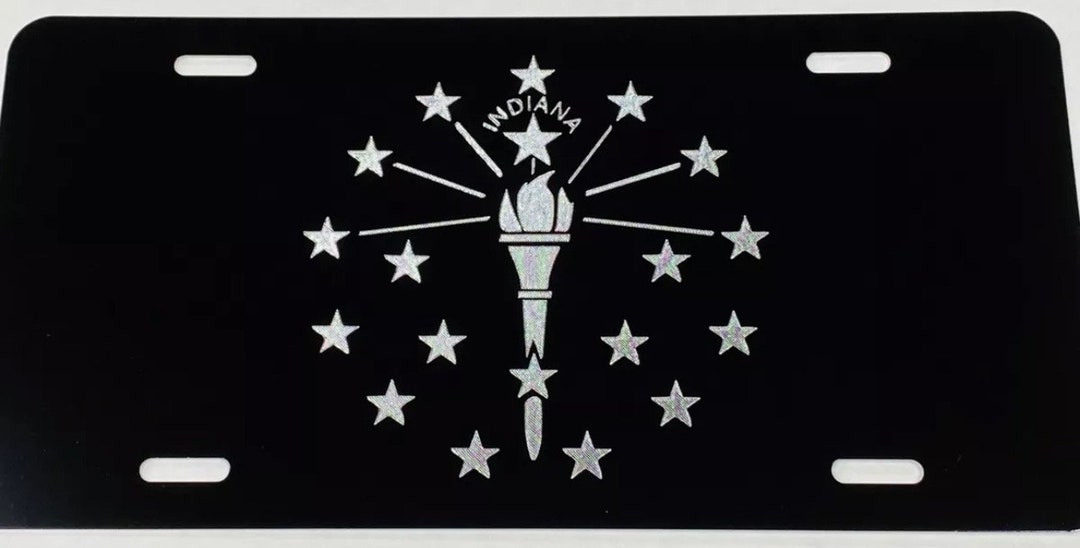 Indiana IN State Flag License Plate Car Tag Diamond Etched Engraved on ...