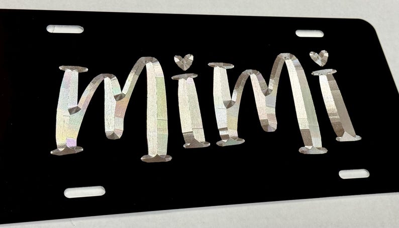 Engraved Mimi License Plate Front Vanity Car Tag Diamond Etched on ...
