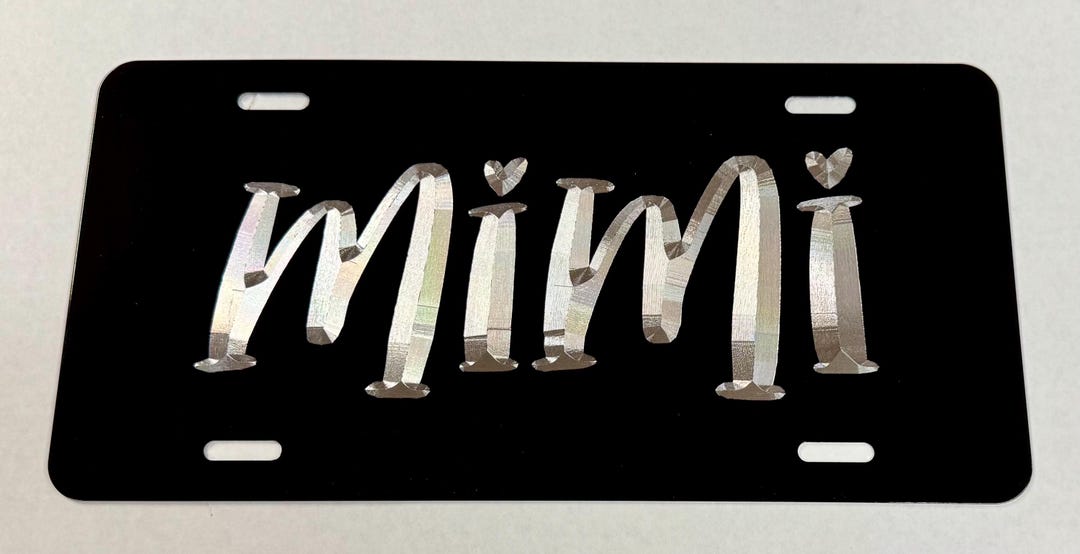 Engraved Mimi License Plate Front Vanity Car Tag Diamond Etched on ...