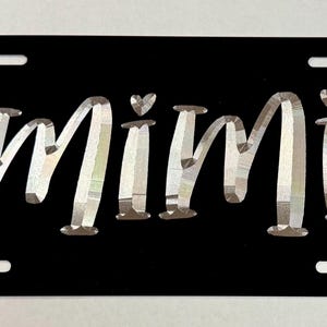 Engraved Mimi License Plate Front Vanity Car Tag Diamond Etched on ...