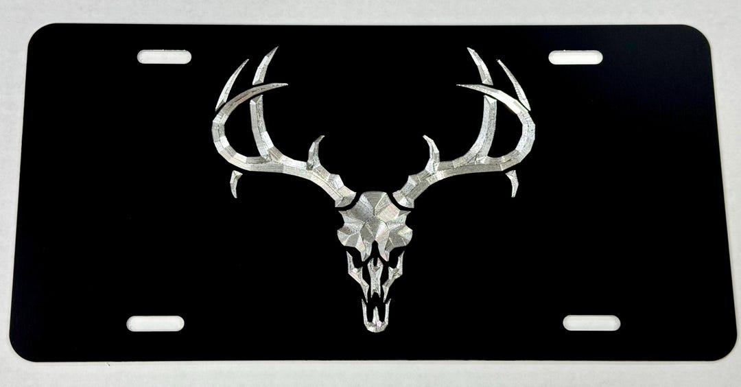 Deer Skull Hunting License Plate Car Tag Diamond Etched Engraved on ...