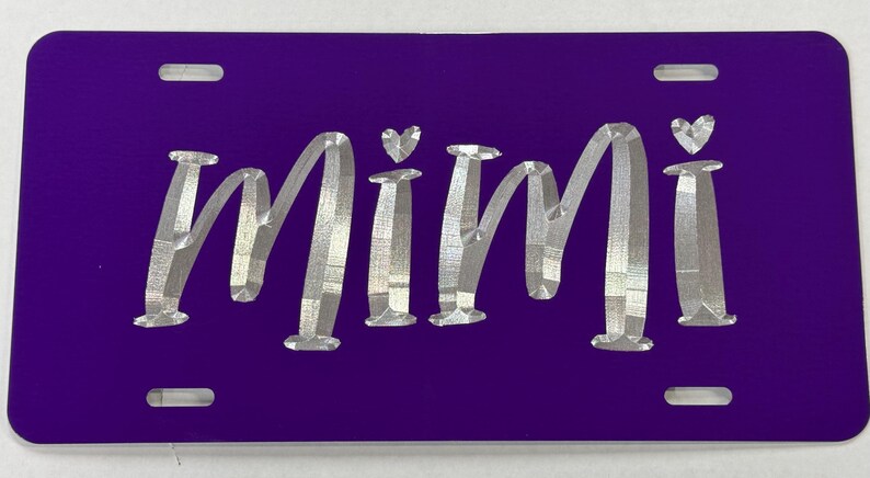 Engraved Mimi License Plate Front Vanity Car Tag Diamond Etched on ...