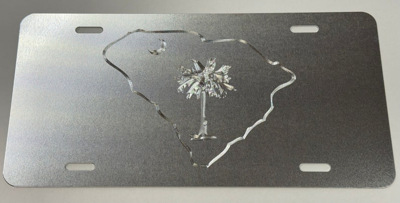 SC State Flag Palmetto Tree License Plate Car Tag Diamond Etched ...