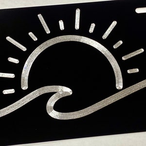 Sun Ocean Wave License Plate Vanity Front Car Tag Diamond Etched on ...