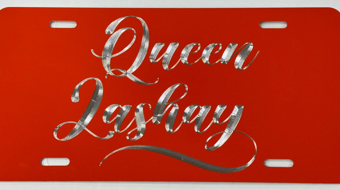 Custom Name ORANGE License Plate Car Tag Diamond Etched Engraved ...