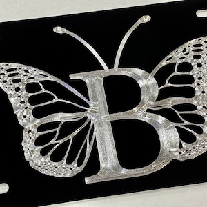 Engraved Custom Personalized Any Letter Butterfly License Plate Car Tag ...