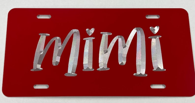 Engraved Mimi License Plate Front Vanity Car Tag Diamond Etched on ...
