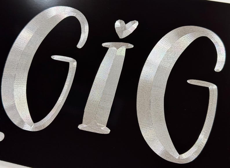 GIGI License Plate Car Tag Diamond Etched Engraved on Black Aluminum ...
