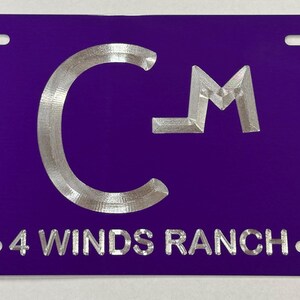 CATTLE RANCH BRAND Custom License Plate Diamond Etched Engraved ...