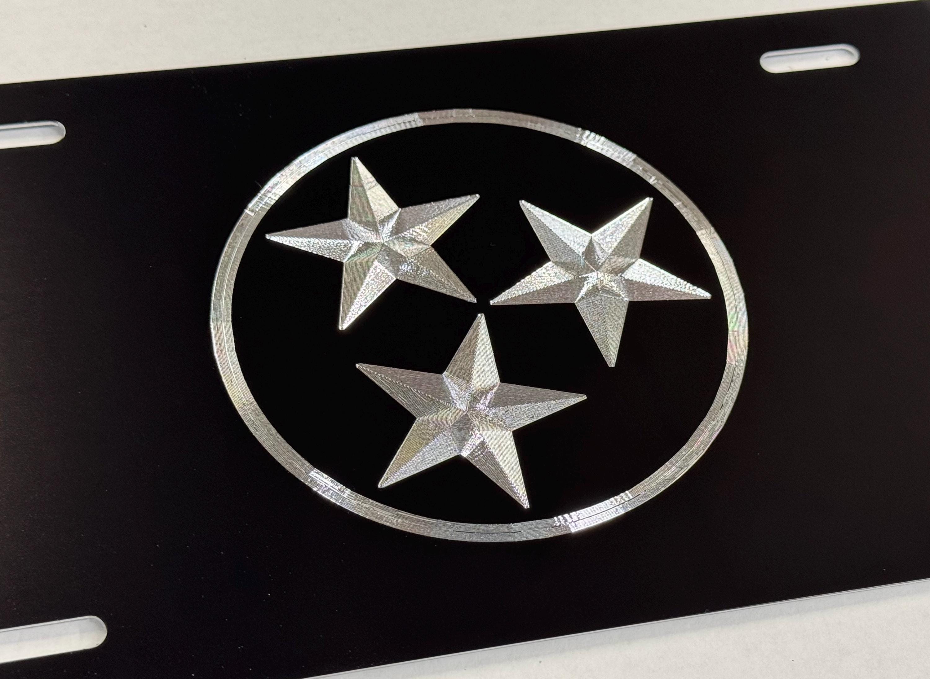 Tennessee TN State Star Flag License Plate Car Tag Diamond Etched ...